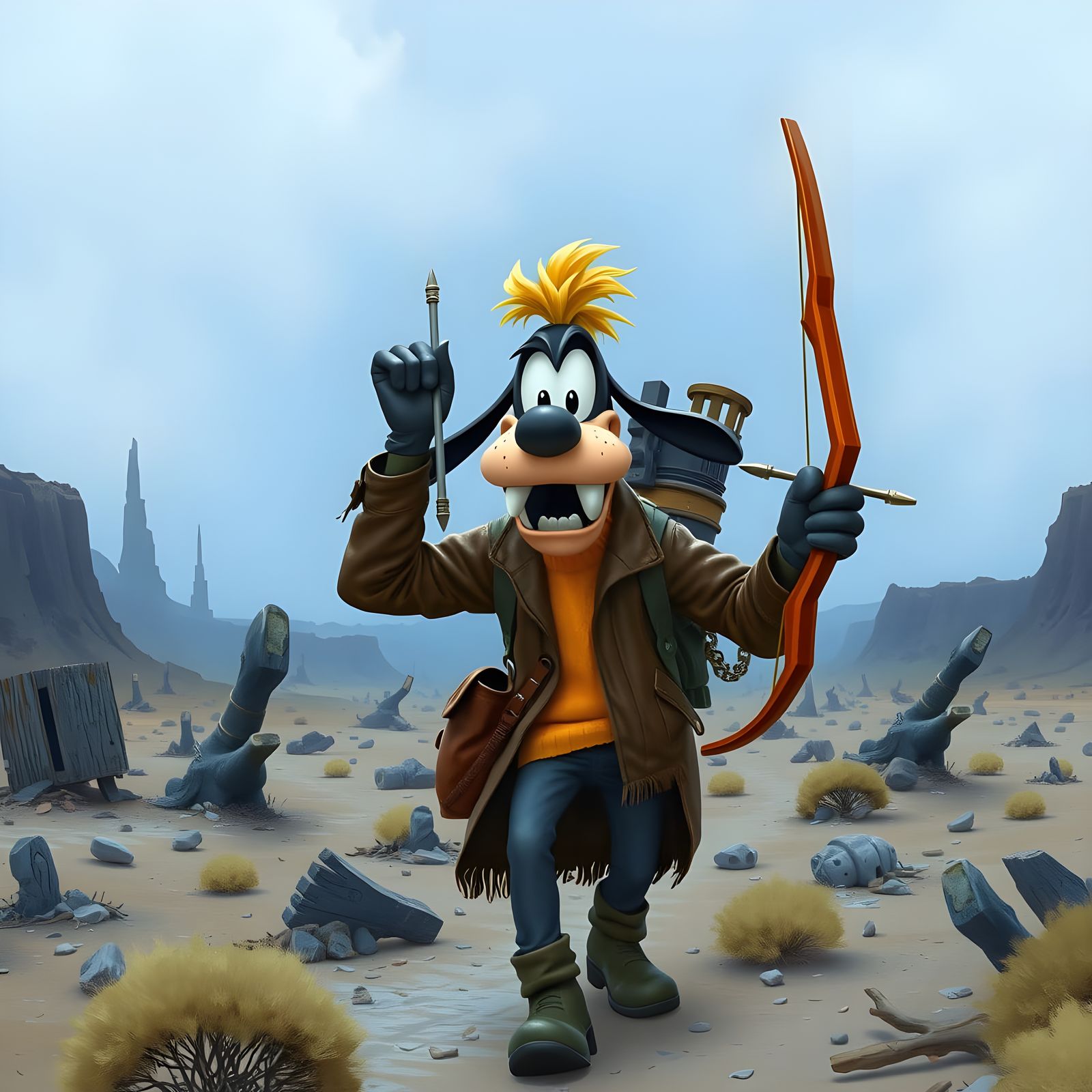 Goofy in a Post-Apocalyptic World - AI Art