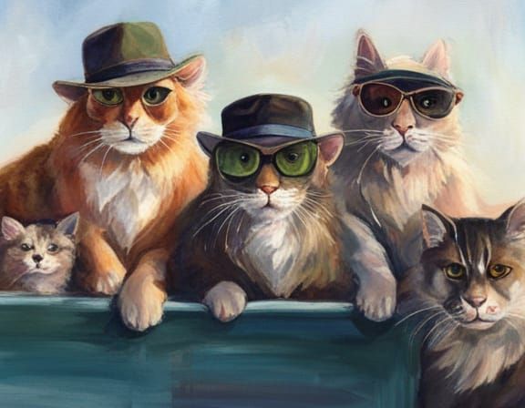 Three cool cats! - AI Generated Artwork - NightCafe Creator
