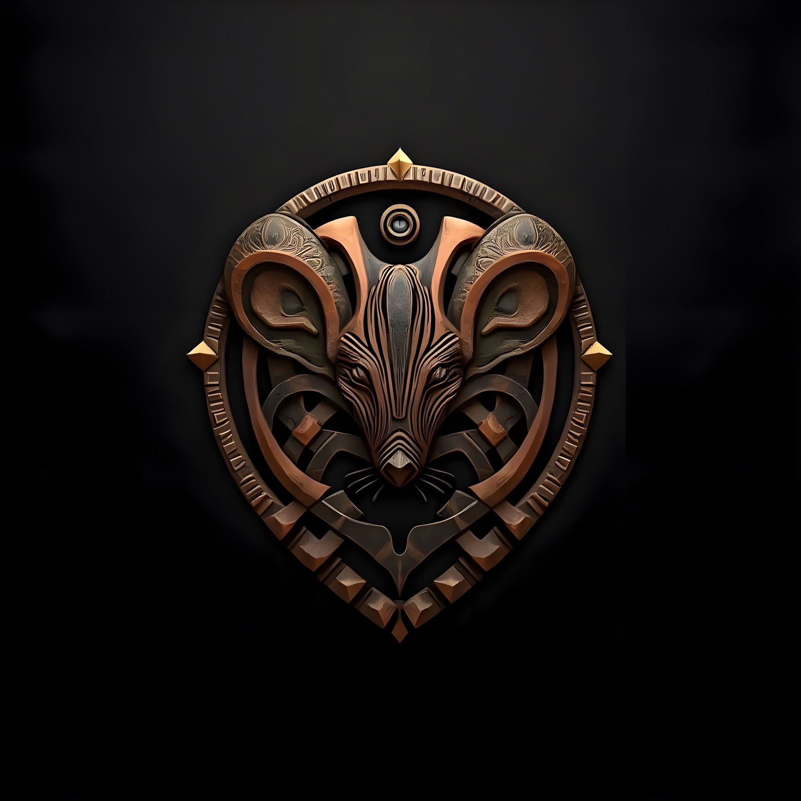 Modern African Crest - Stylized African Shield Crest with Ge...