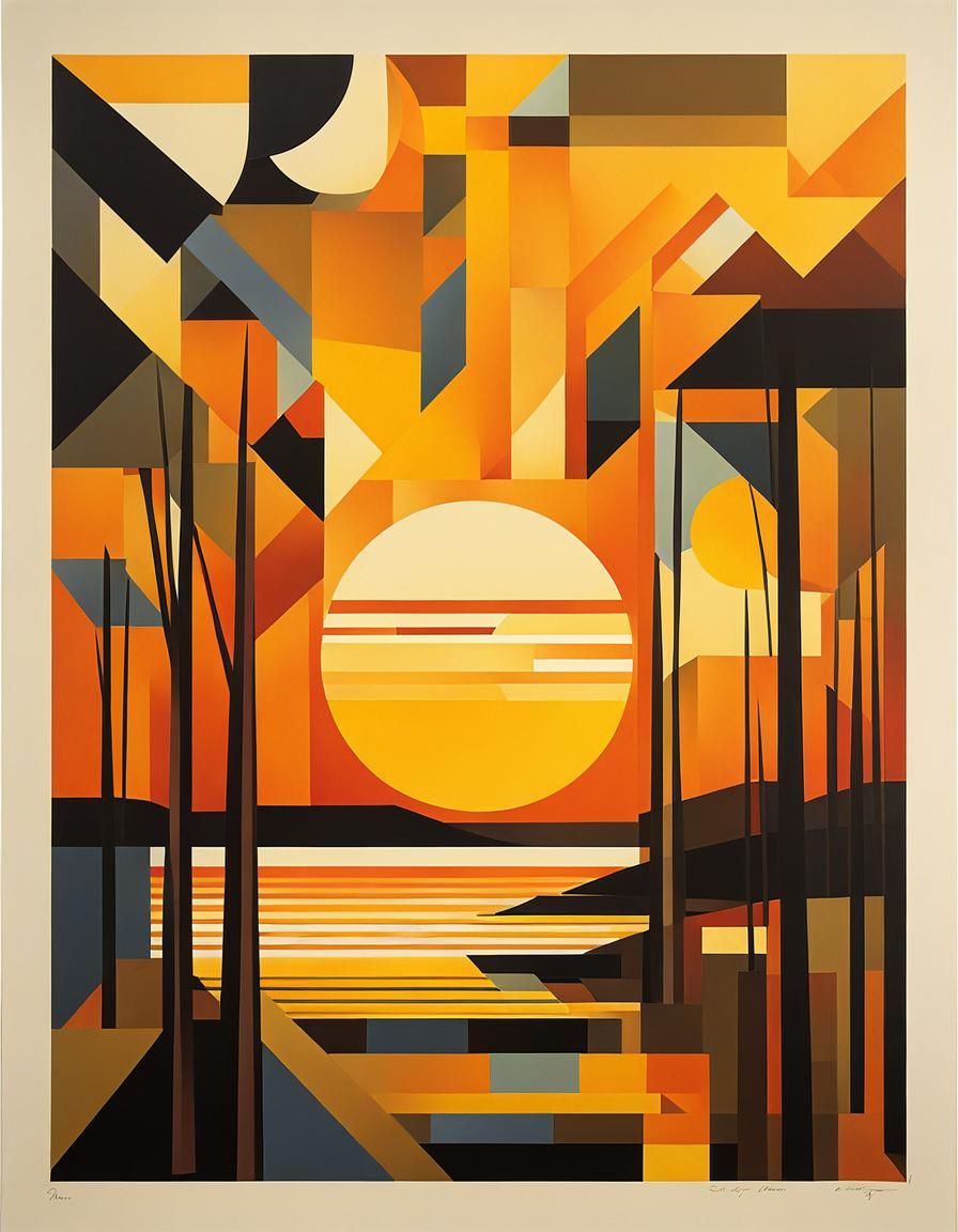 A cubism-style sunset - AI Generated Artwork - NightCafe Creator