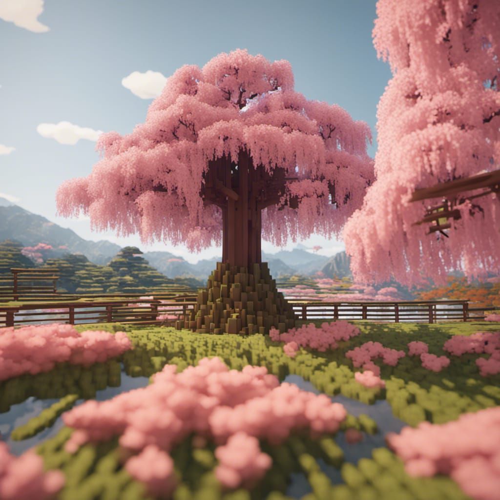 Voxel Sakura Scene #02 - AI Generated Artwork - NightCafe Creator