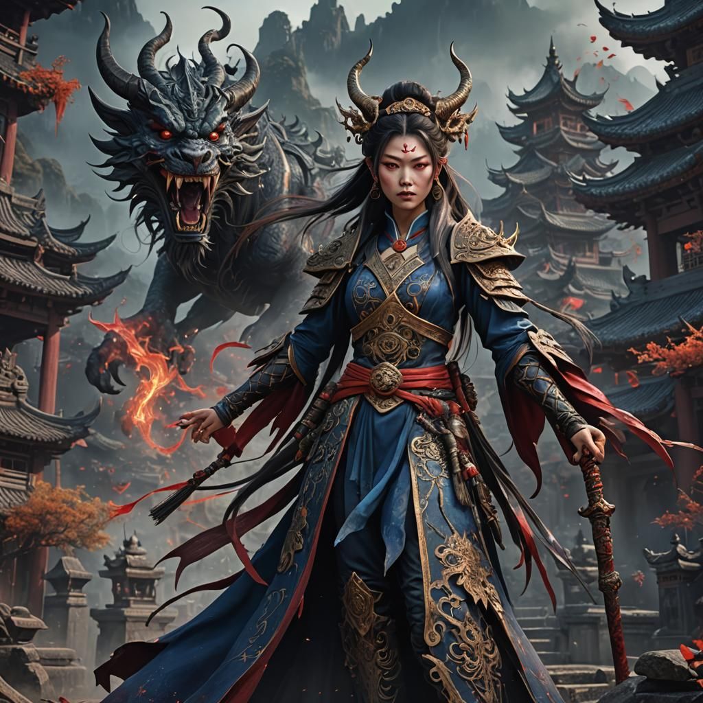 Wuxia. Evil demon sorceress. - AI Generated Artwork - NightCafe Creator