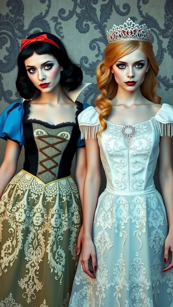 Gothic Princesses in Elegant Lace Dresses - AI Art
