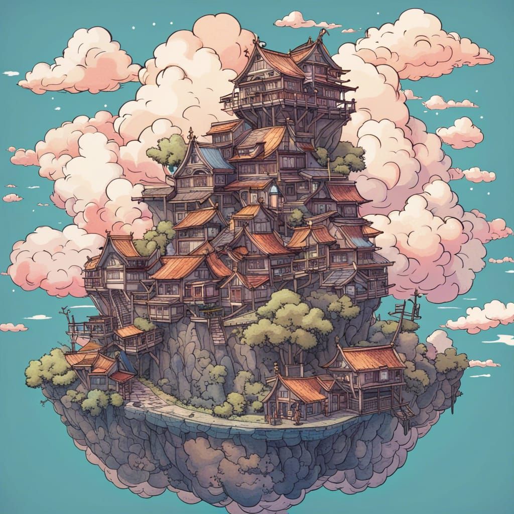 The drifting village of Vagabond - AI Generated Artwork - NightCafe Creator