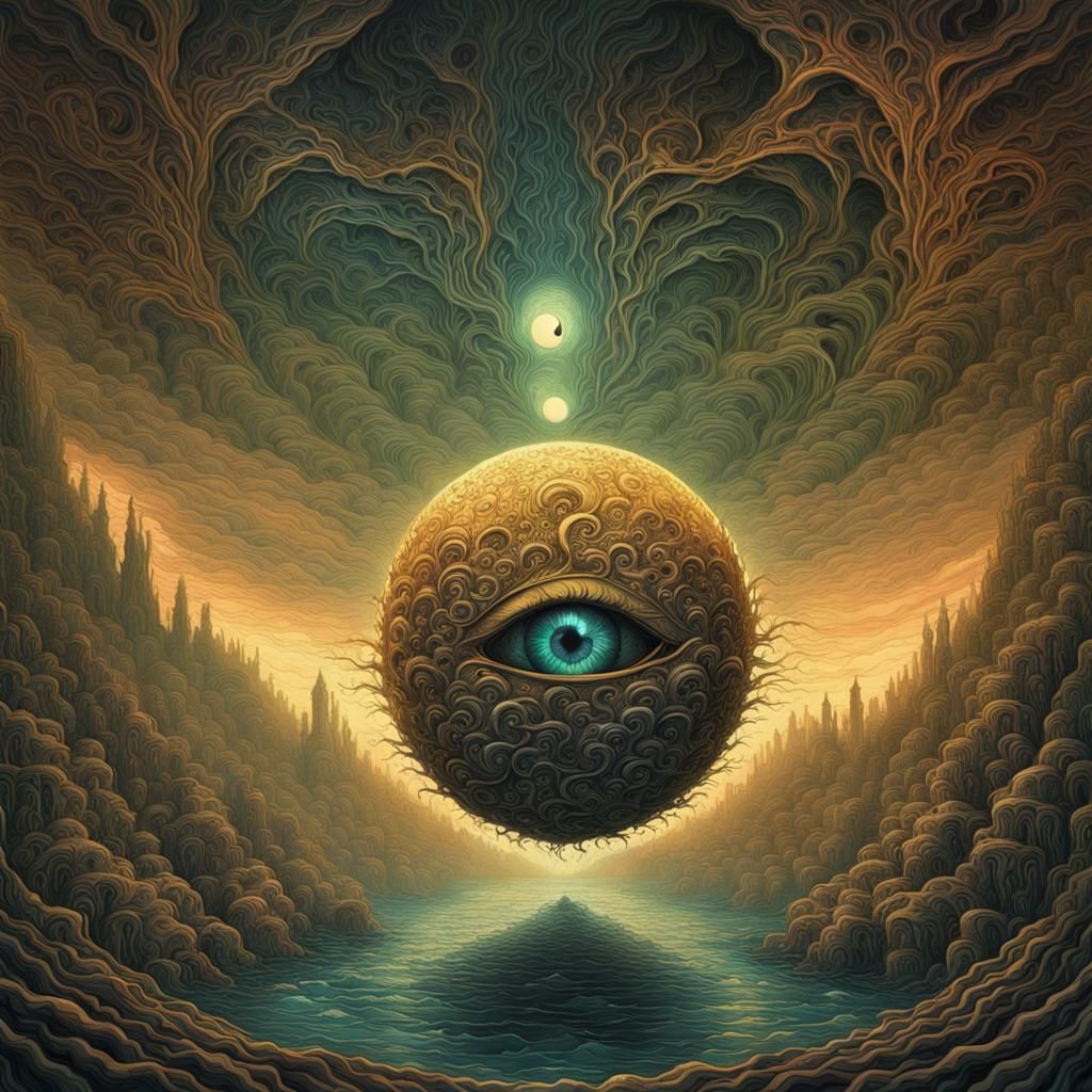 (colossal eye:1.4), Floating island, energy, sphere, universe, galaxy ...