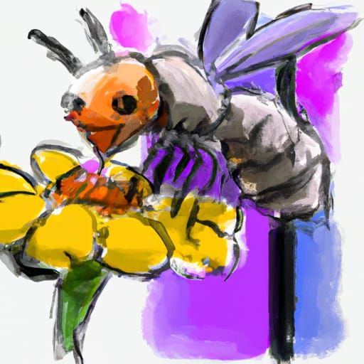 anthropomorphic Bee drinking nectar at a flower - AI Generated Artwork ...