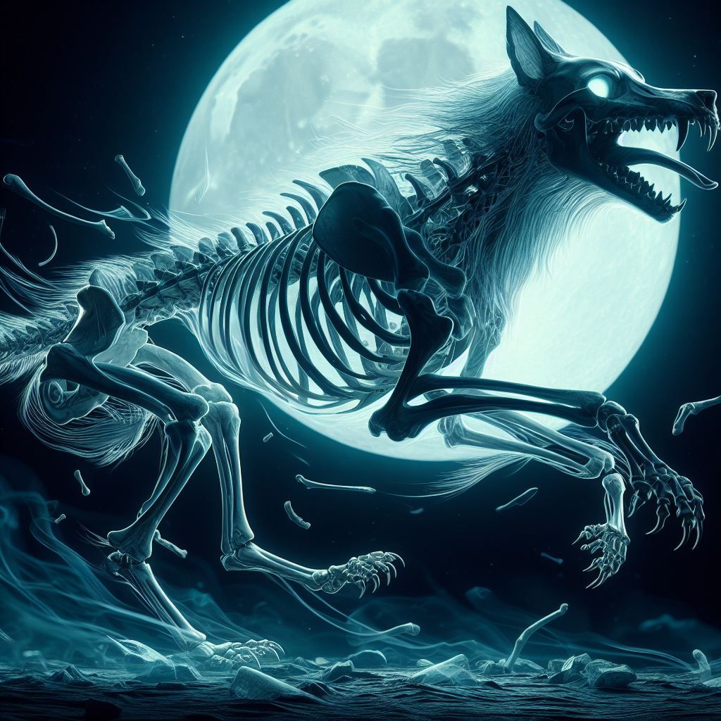 A skeletal wolf with bones - AI Generated Artwork - NightCafe Creator