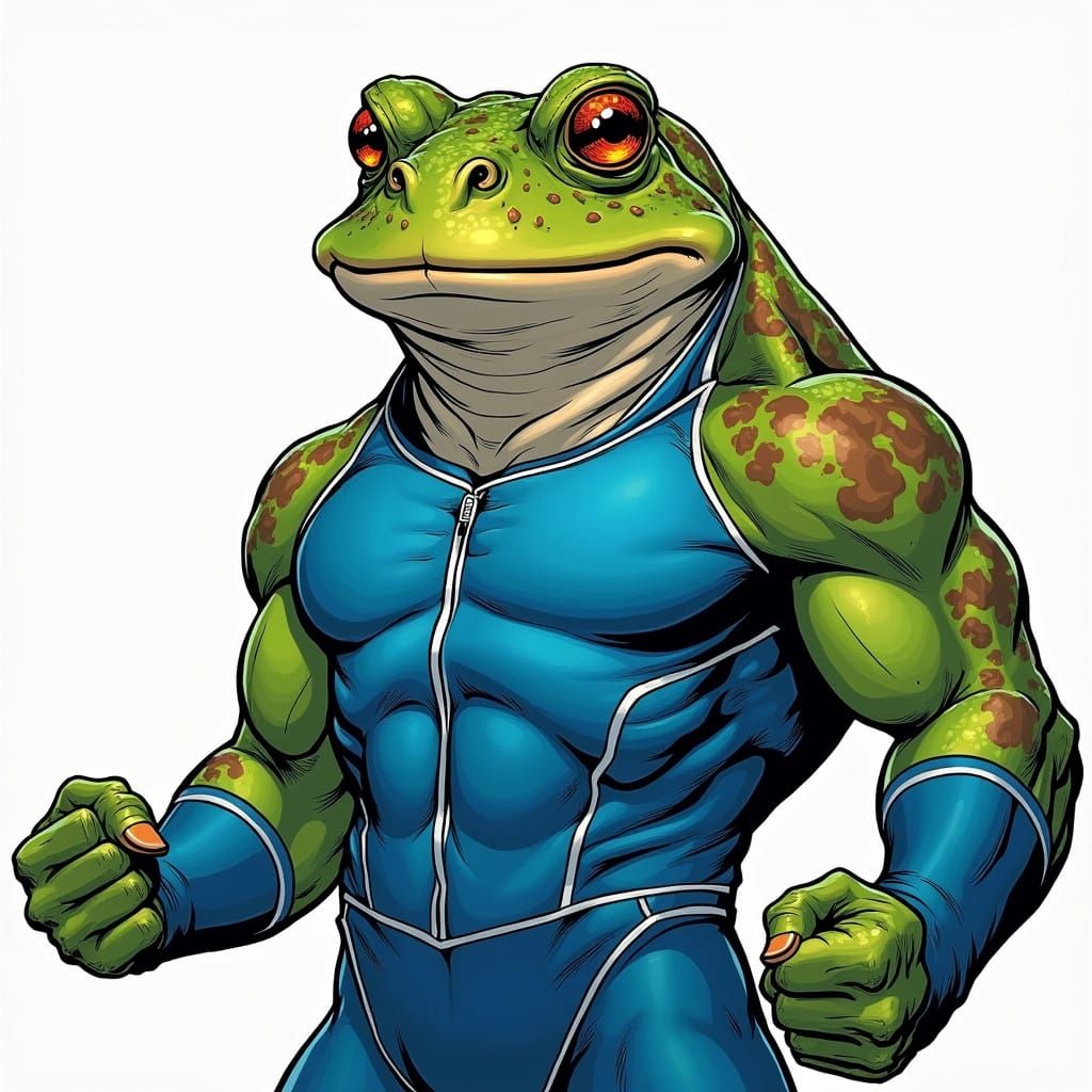 Jin Chan II - Heroic Toad Hybrid in Dynamic Comic Book Style