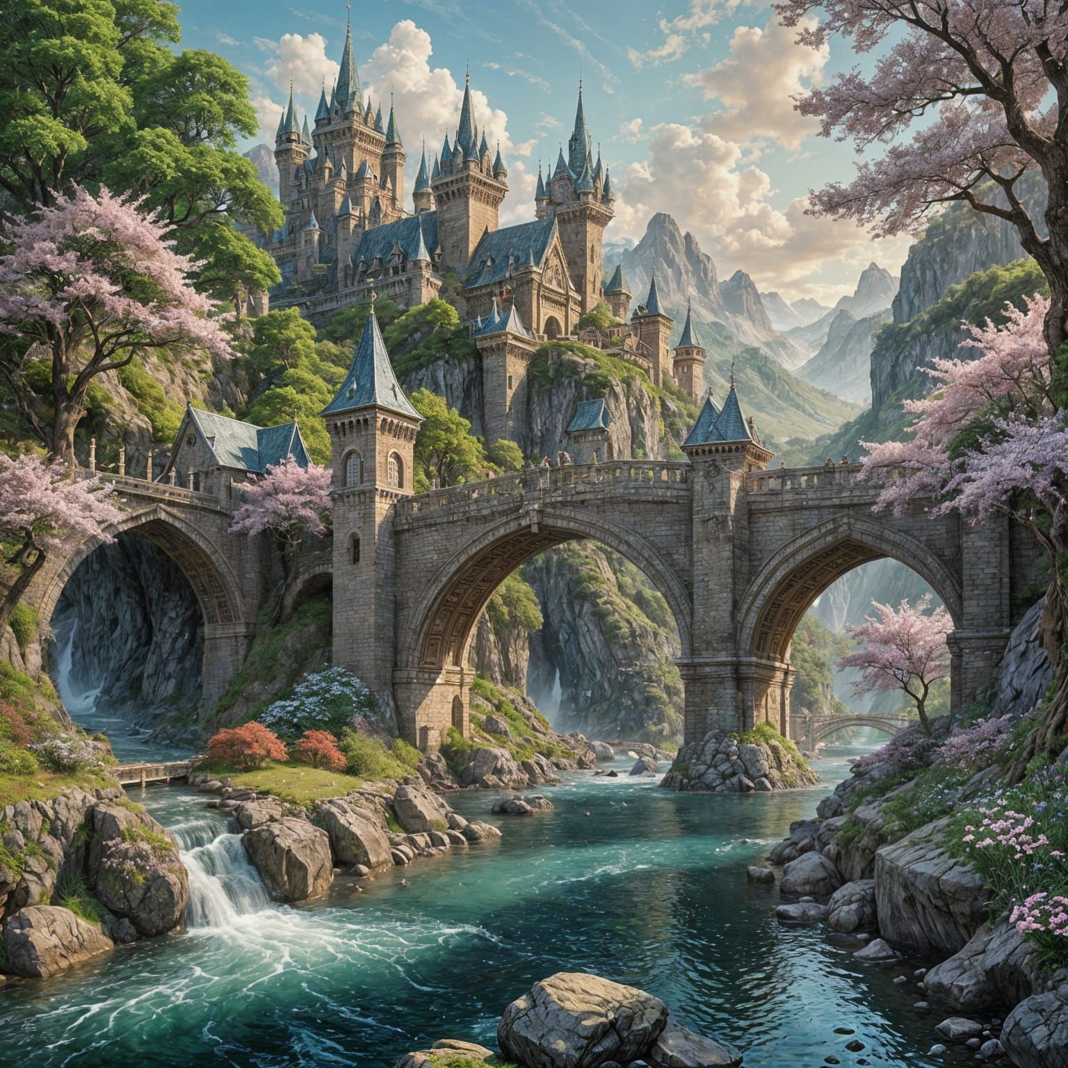 The bridge to the castle - Fantastical Elven Bridge to a Maj...