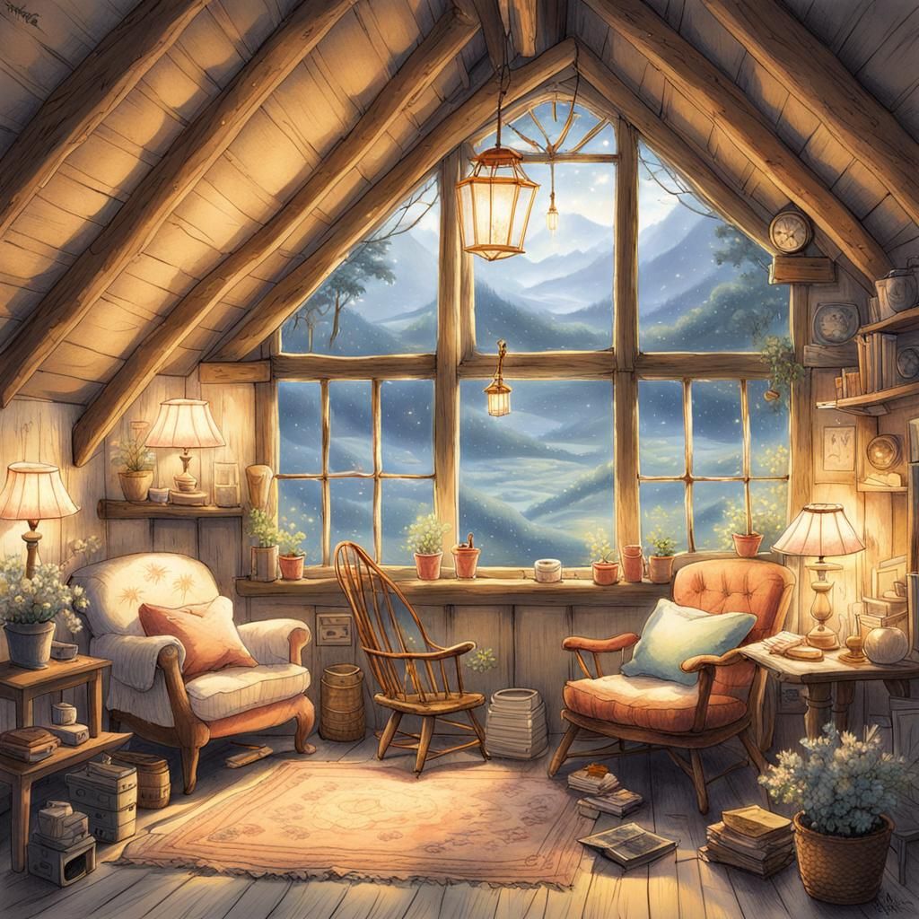 COZY ATTIC SPACES #20 - AI Generated Artwork - NightCafe Creator