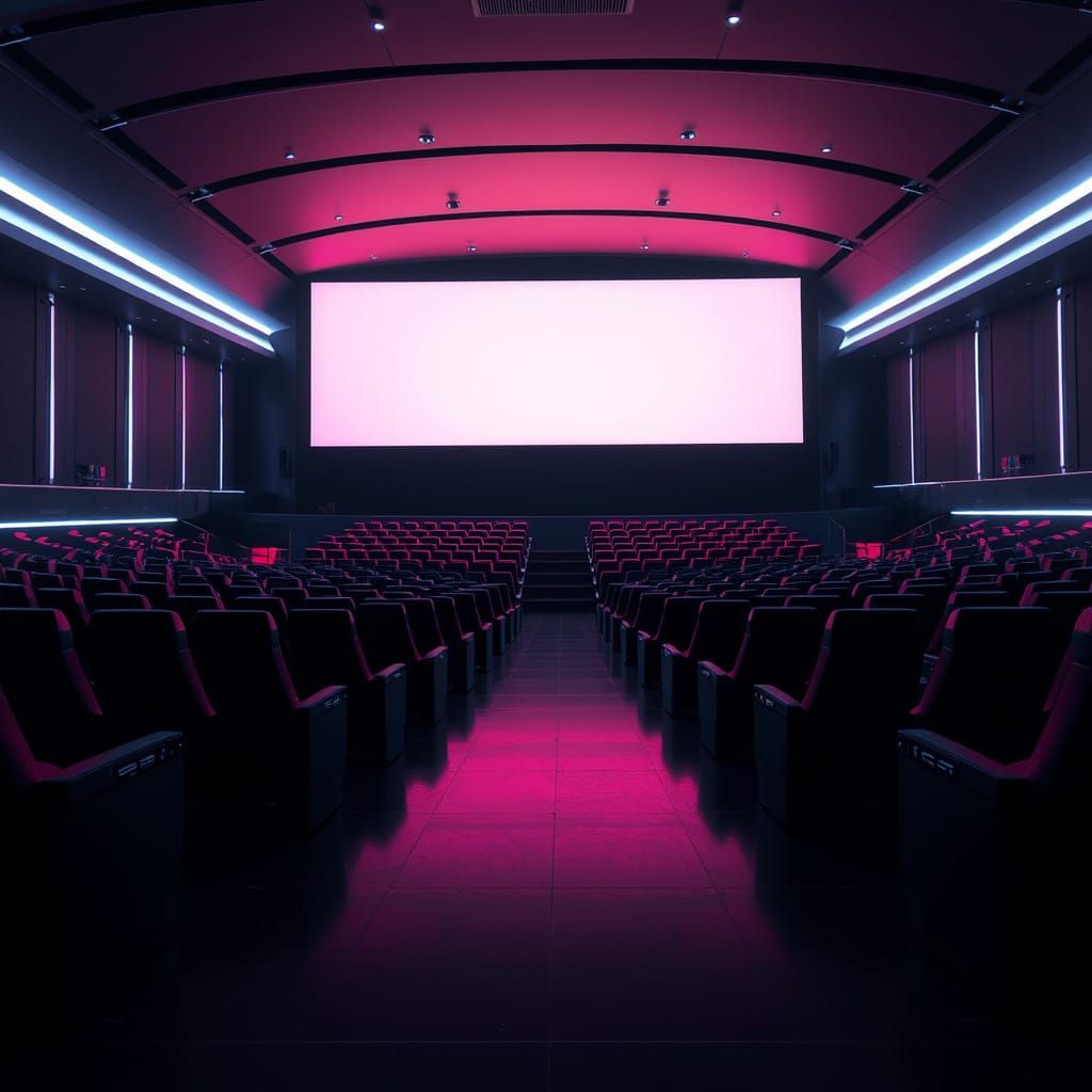 Futuristic Cinema Hall in Ethereal Glow - AI Art