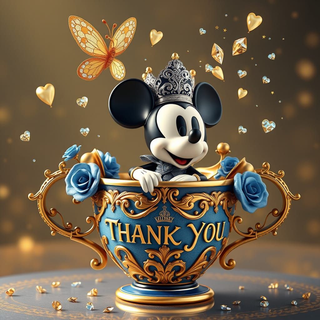 Hyper-Realistic Mickey Mouse in Luxurious Silver C... - AI Art