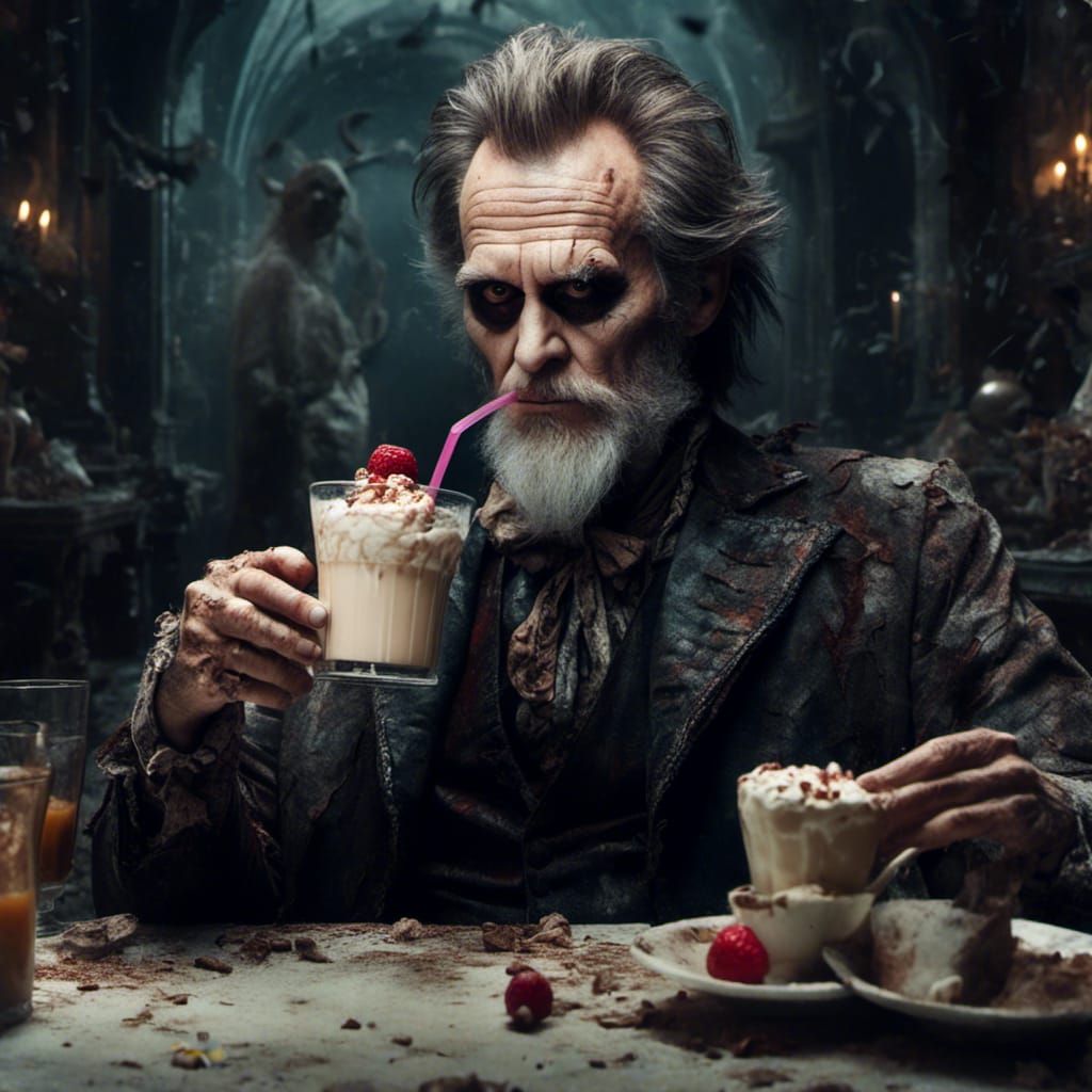 Jim Carrey as Count Olaf drinking a Cook Out milkshake - AI Generated ...