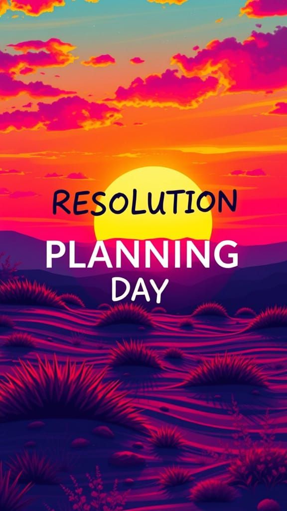 Resolution Planning Day in Vibrant Sunset Hues - AI Art