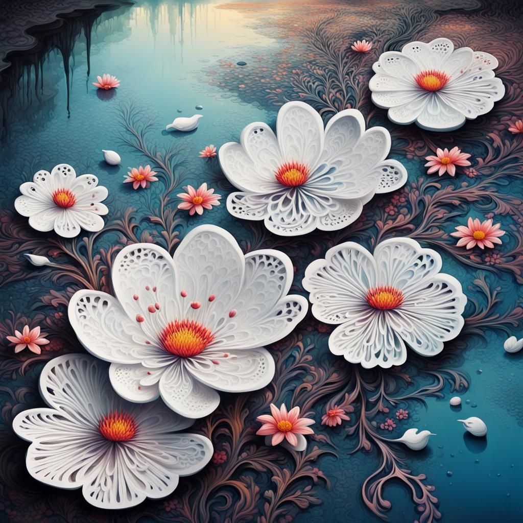 lace art. lace white elegant flowers, beautiful - AI Generated Artwork ...