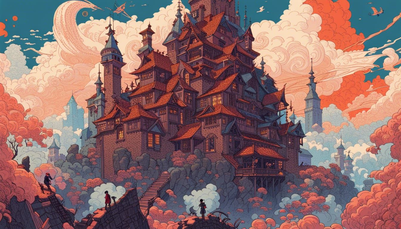 The Floating Castle Of Howl - AI Generated Artwork - NightCafe Creator
