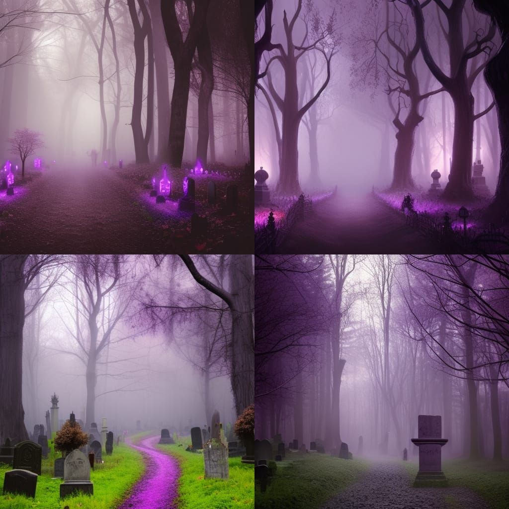 Light purple spooky enchanted forest setting, beautiful purple and ...