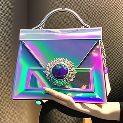 Ethereal purple holographic handbag with rainbow moonstones accents ...