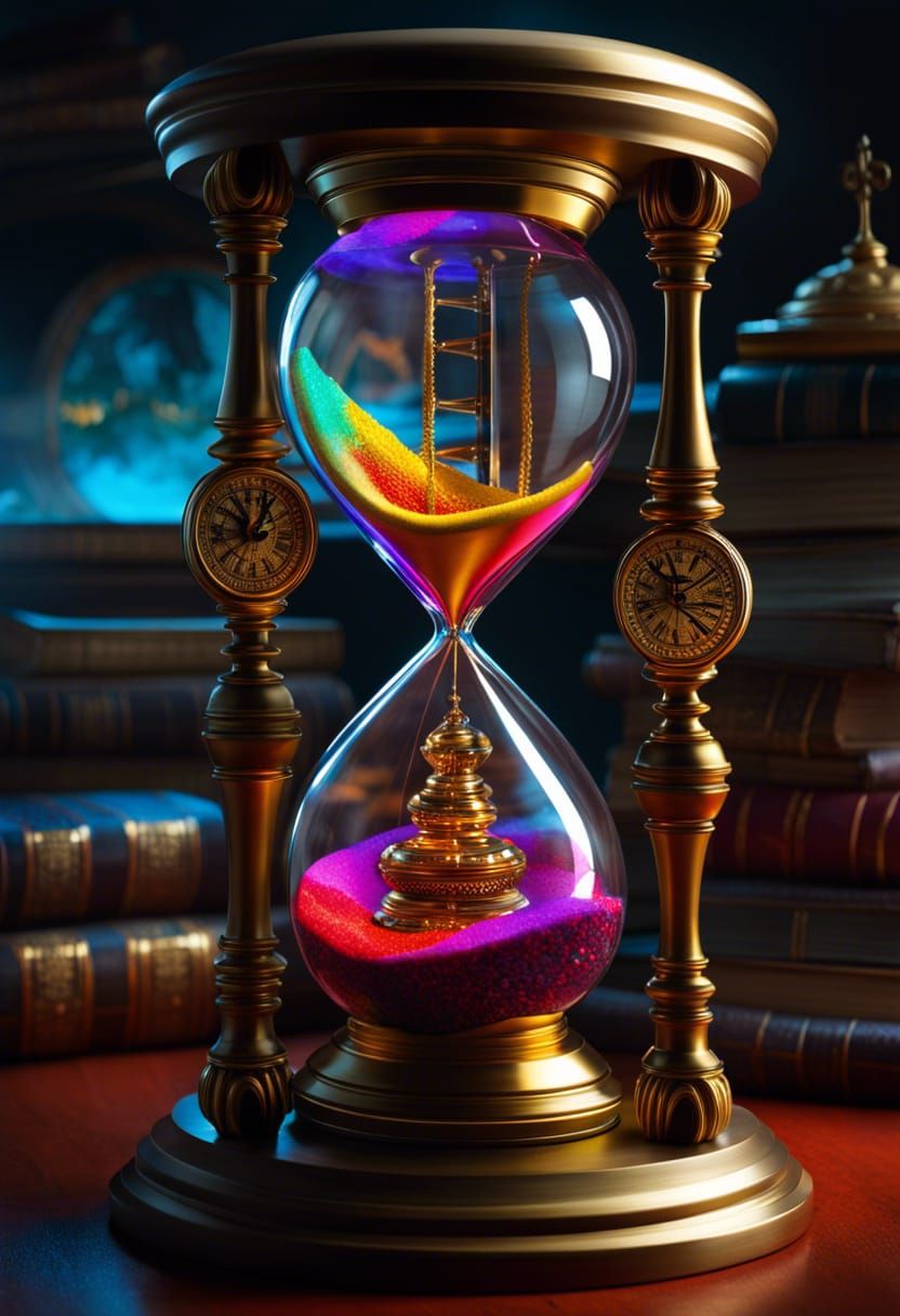 Grimm Reaper hourglass with a photorealistic endless time inside: the ...