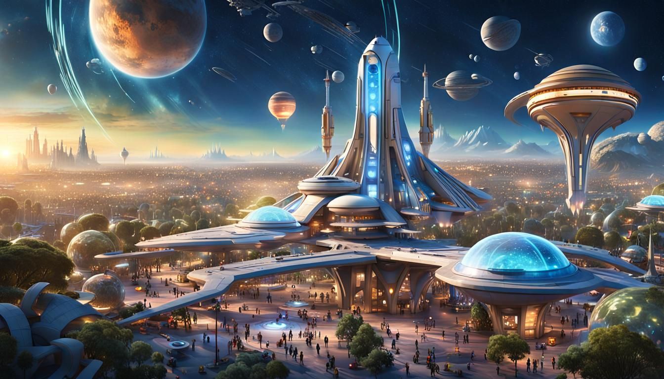 Elbororon One Galaxy, Moonhaven Space Port (V9), by Lord Elboron - AI ...