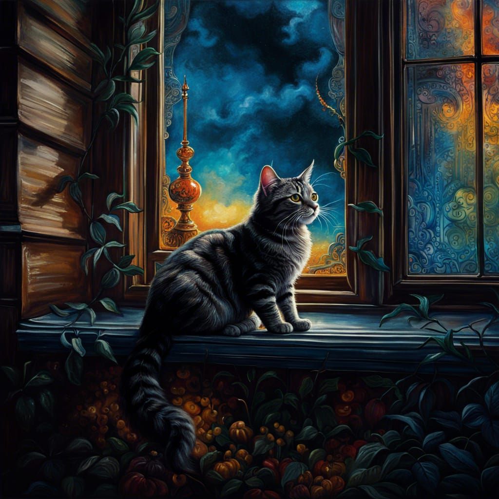 Cat on the Windowsill - AI Generated Artwork - NightCafe Creator