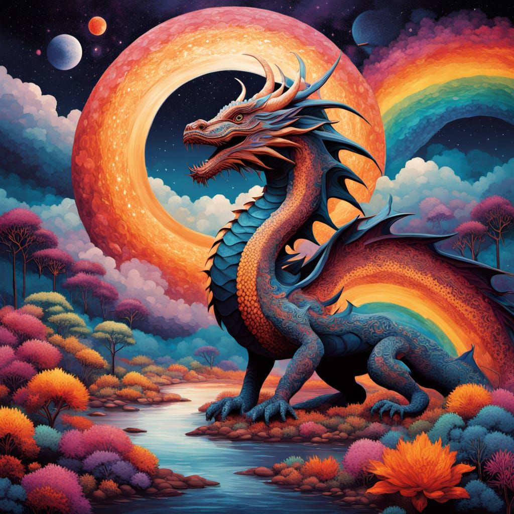 Aboriginal Dreamtime Art Landscape in Vibrant Spli... - AI Art