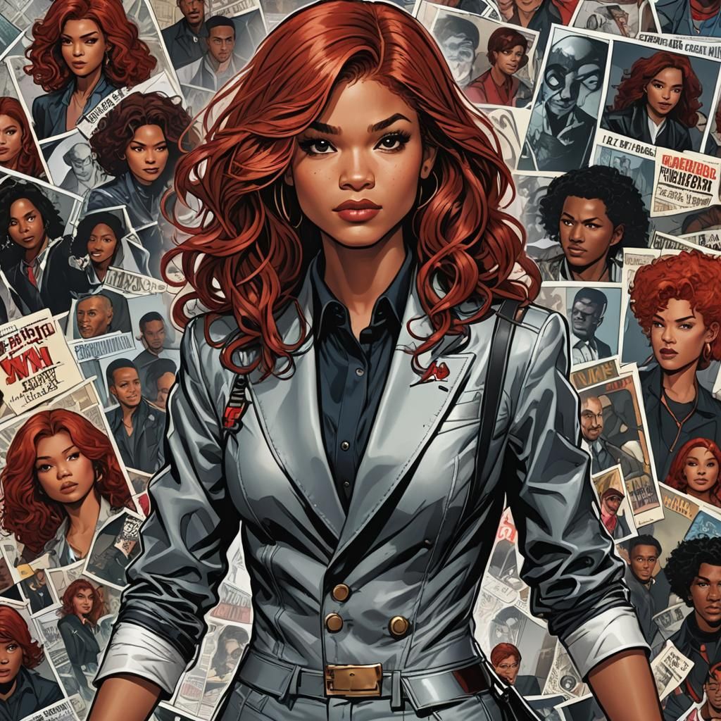 Zendaya as MJ Watson from Spider-man Comics with red hair - AI ...