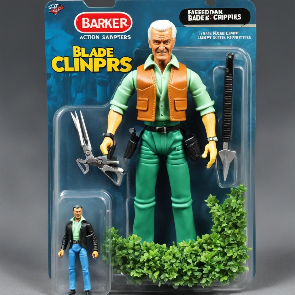 Bob Barker action figure out on the hunt with hedge clippers ...