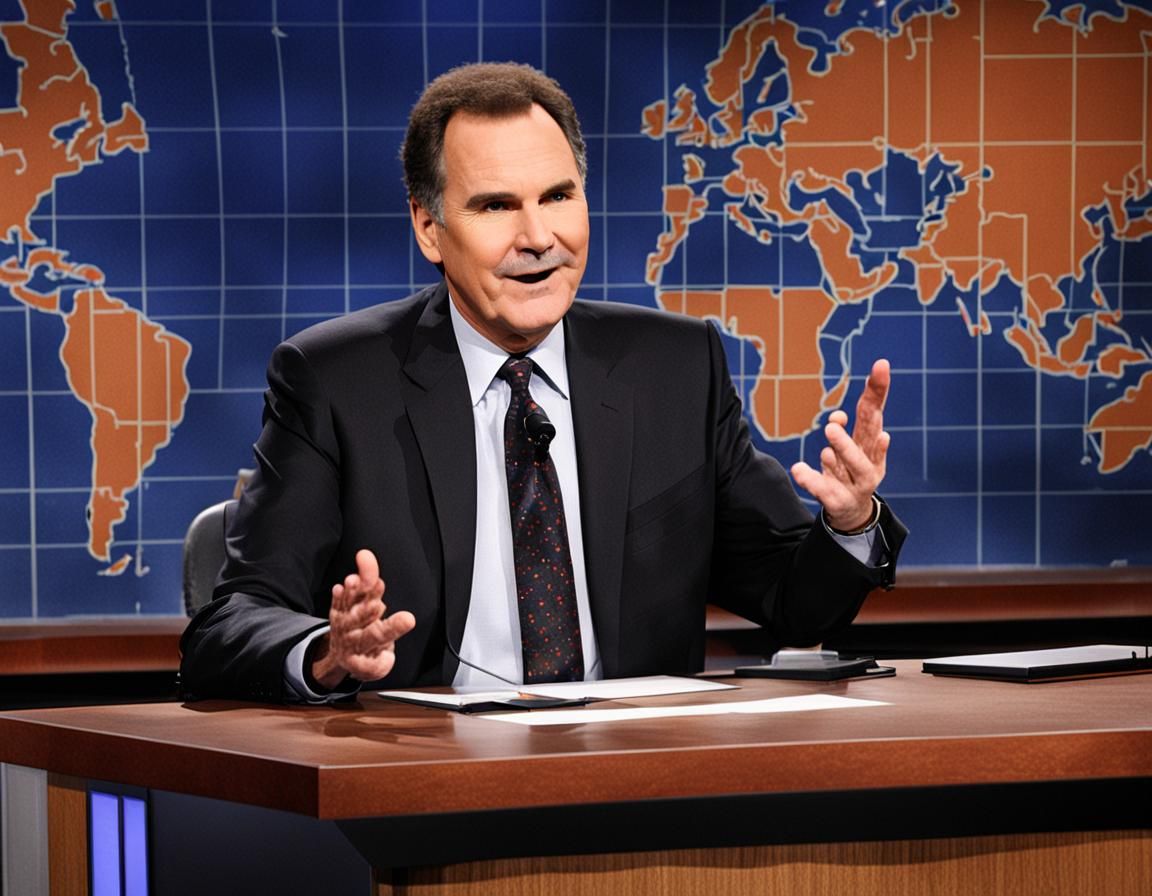 Norm MacDonald at the news desk on SNL's weekend update - AI Generated ...