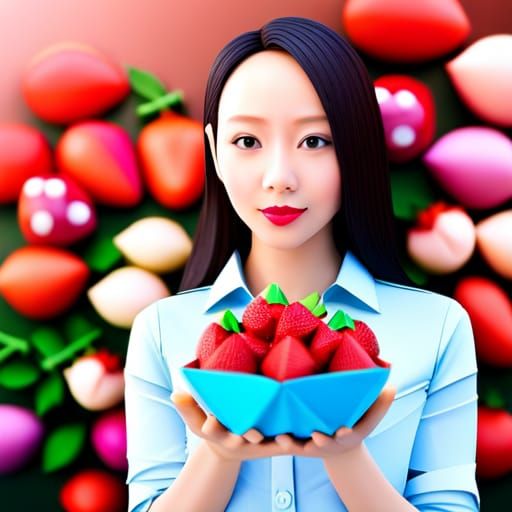 Origami Strawberries - AI Generated Artwork - NightCafe Creator