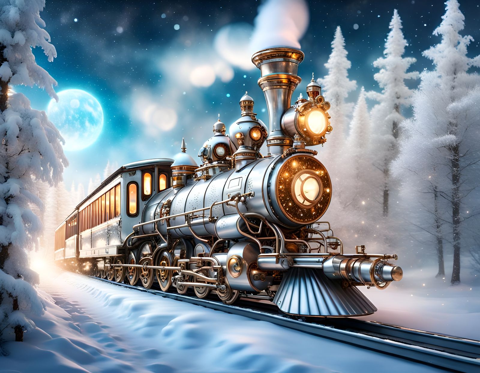 steampunk Christmas train - AI Generated Artwork - NightCafe Creator