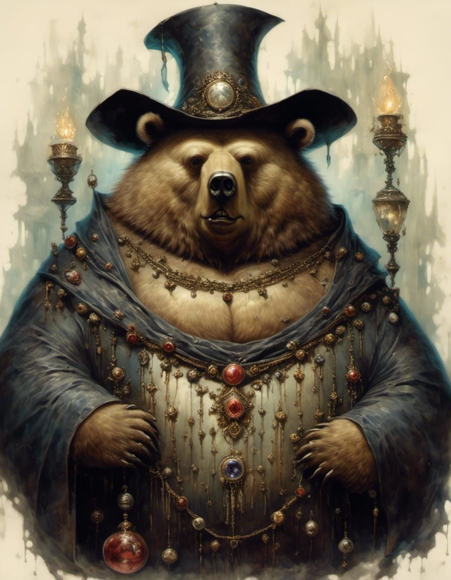 Portrait: "Dark Magical Evil Obese Wizard Bear" - AI Generated Artwork - NightCafe Creator
