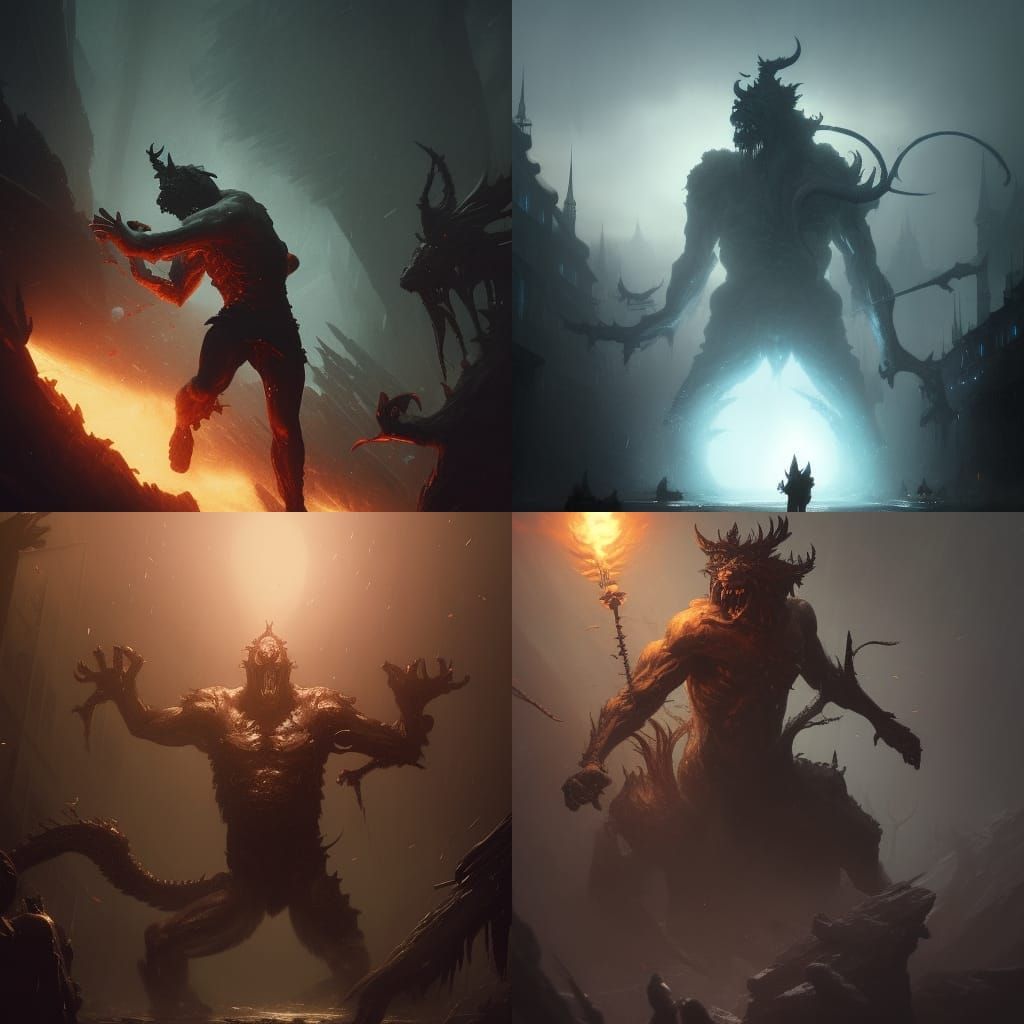 Man fighting his inner demons - AI Generated Artwork - NightCafe Creator