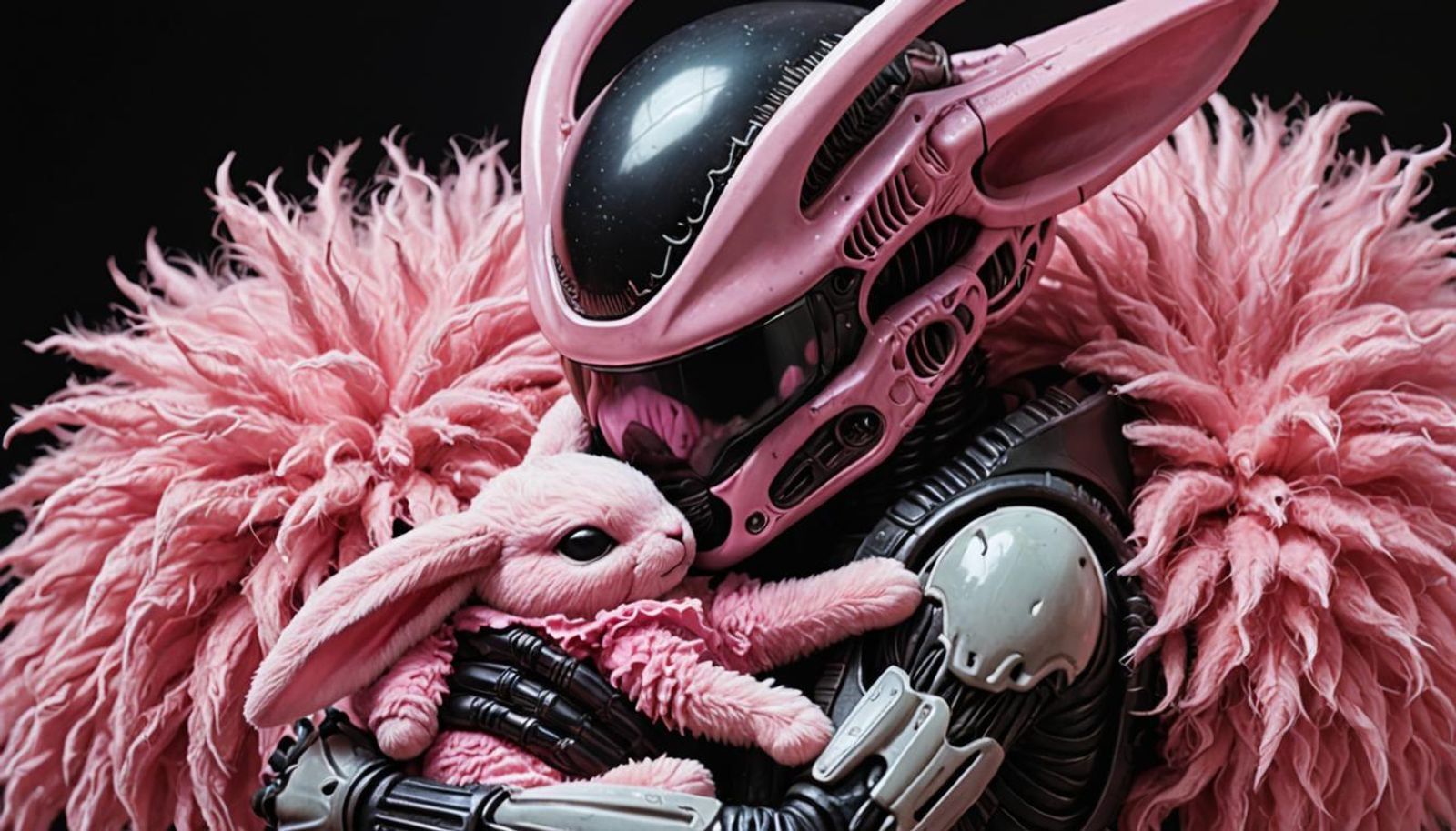 xenomorph hugging pink fuzzy bunny - AI Generated Artwork - NightCafe ...