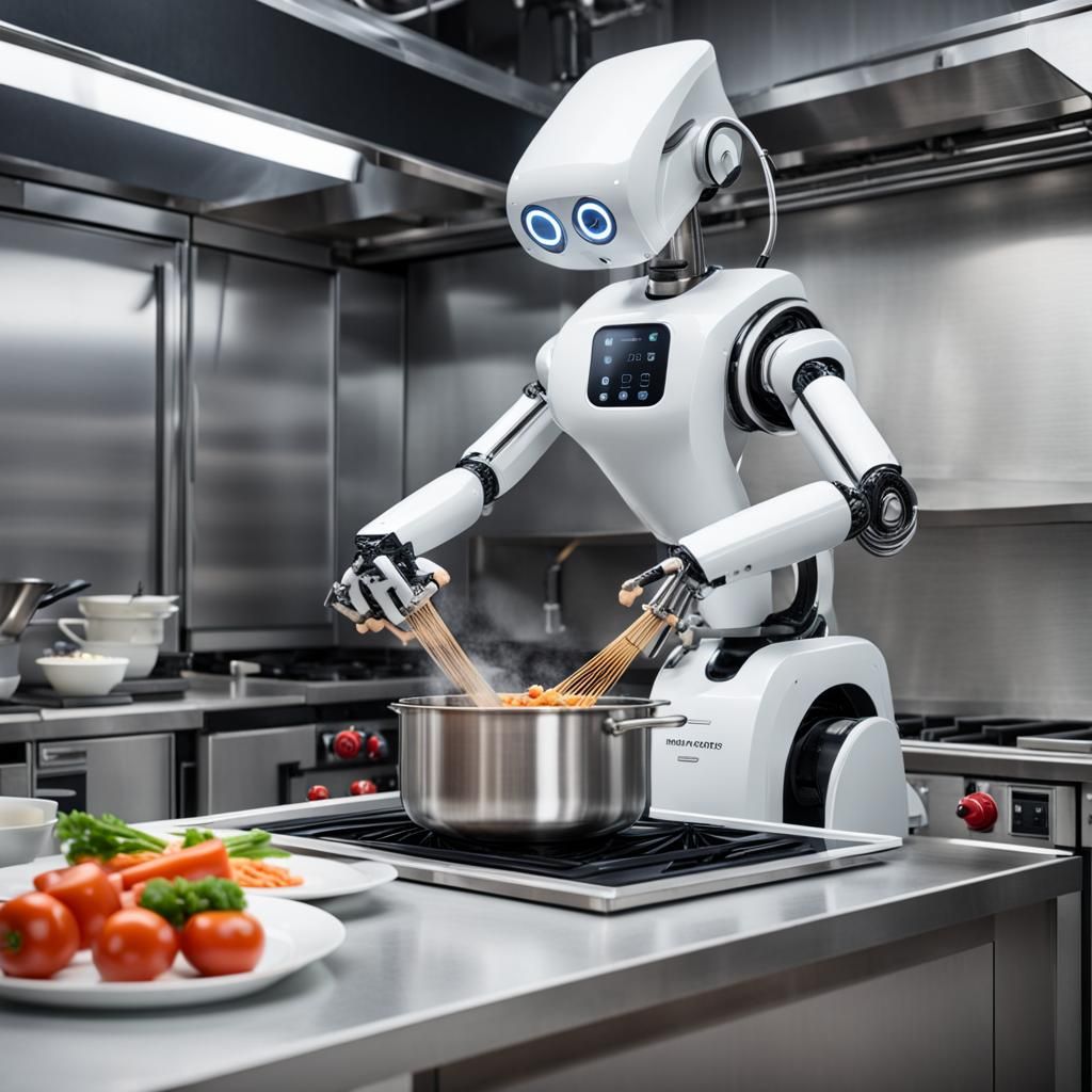 Industrial robot cooking in the kitchen - AI Generated Artwork ...