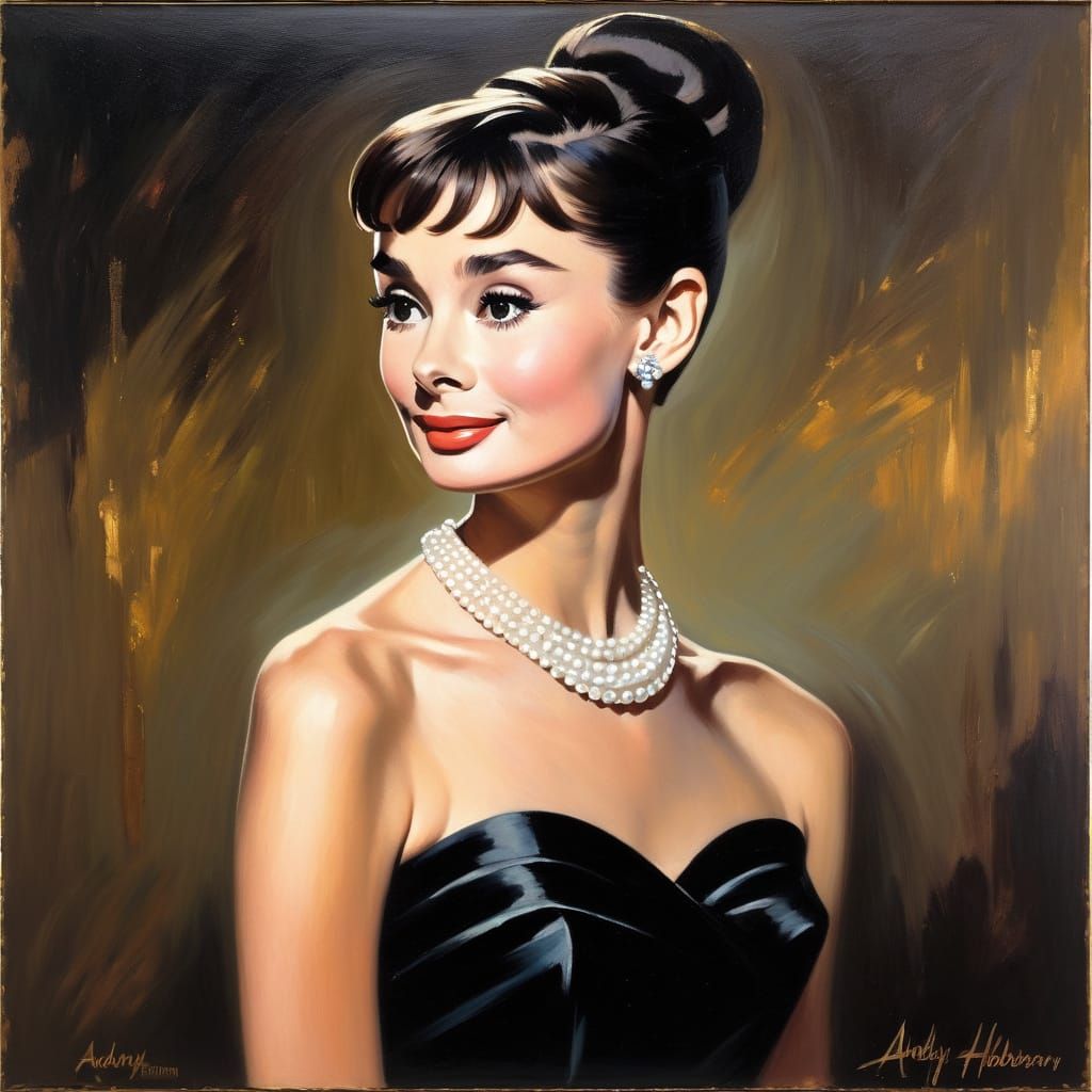 "Holly Golightly" - Impressionistic Portrait of a Vintage Be...