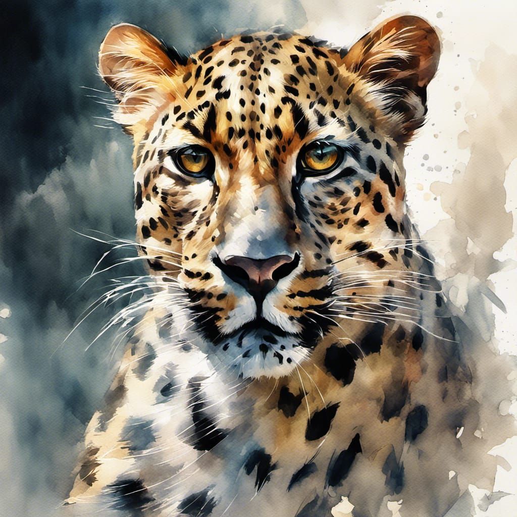 Watercolor of a Leopard ~ Powerful Big Cat - AI Generated Artwork ...