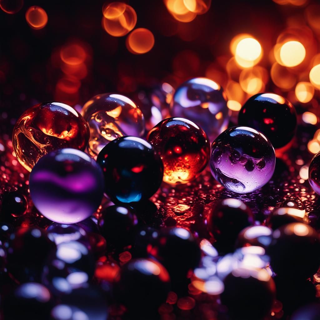 Glass Marbles Melt into Icy Vignette with Twinklin... - AI Art
