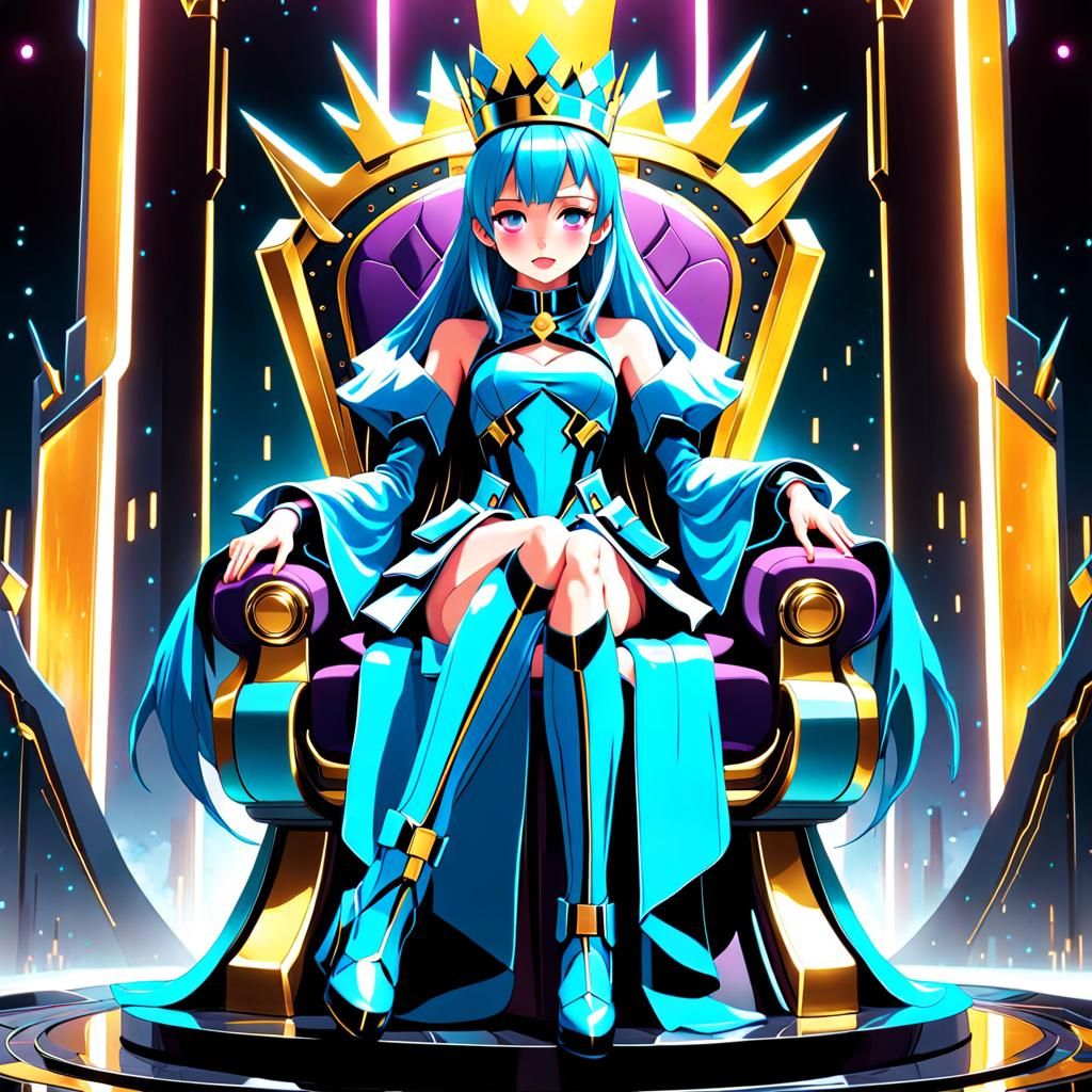 Waifu Queen Sitting On Her Throne - AI Generated Artwork - NightCafe Creator