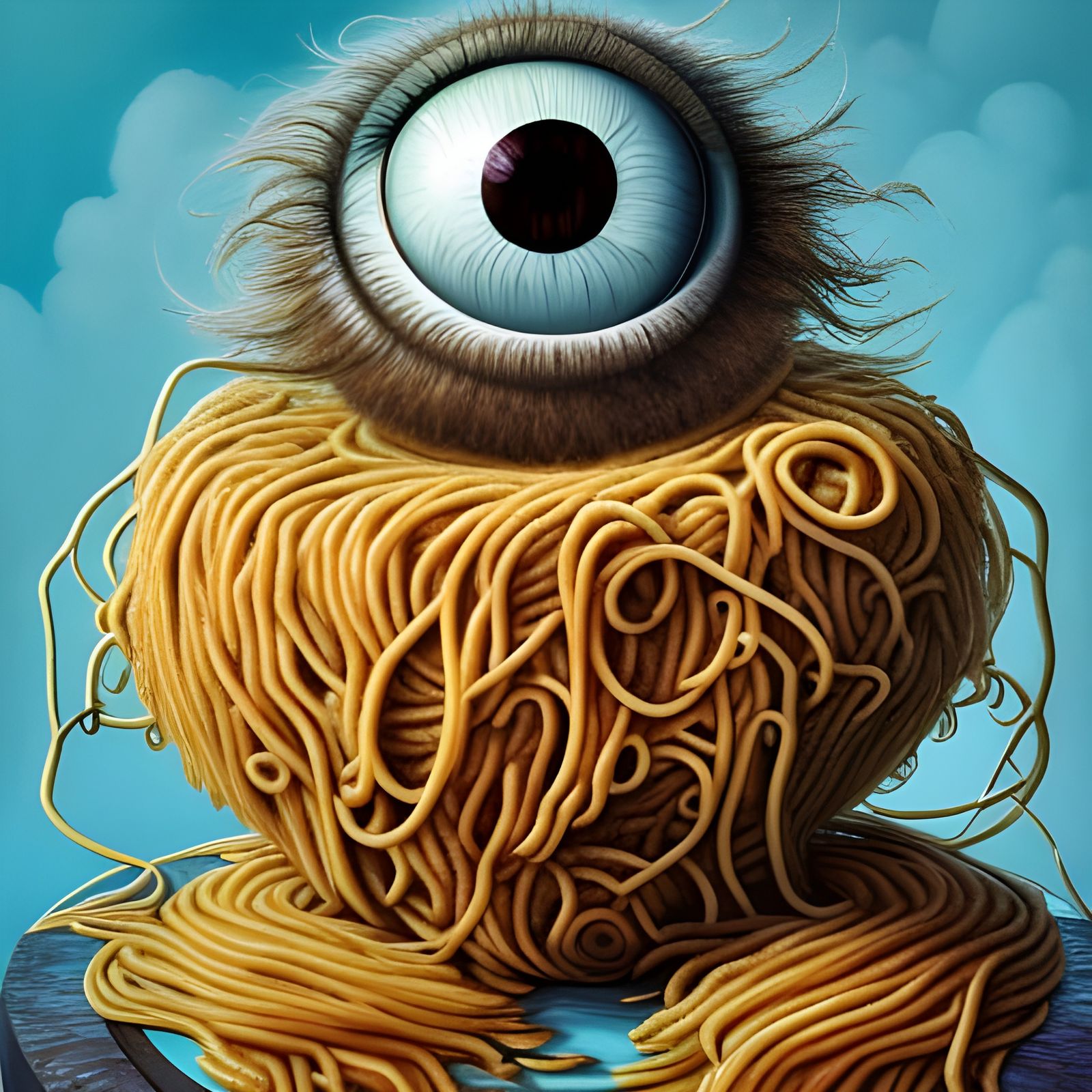 Spaghetti and eyeball - AI Generated Artwork - NightCafe Creator