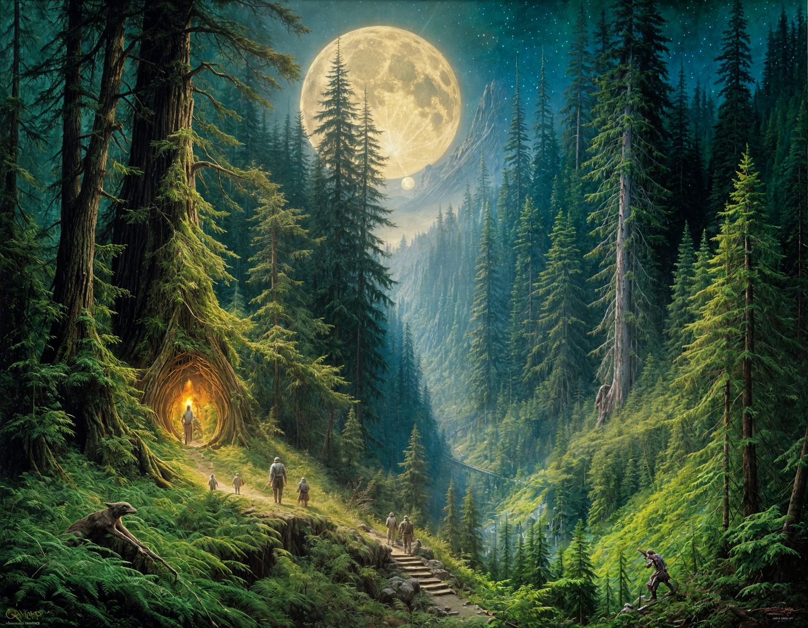 Fantastical Creatures of Endor's Evergreen Forest - AI Art