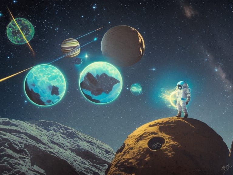 "A Galactic Wanderer🚀🌌👽" Moons, Space, Stars, Landscape by Greg ...