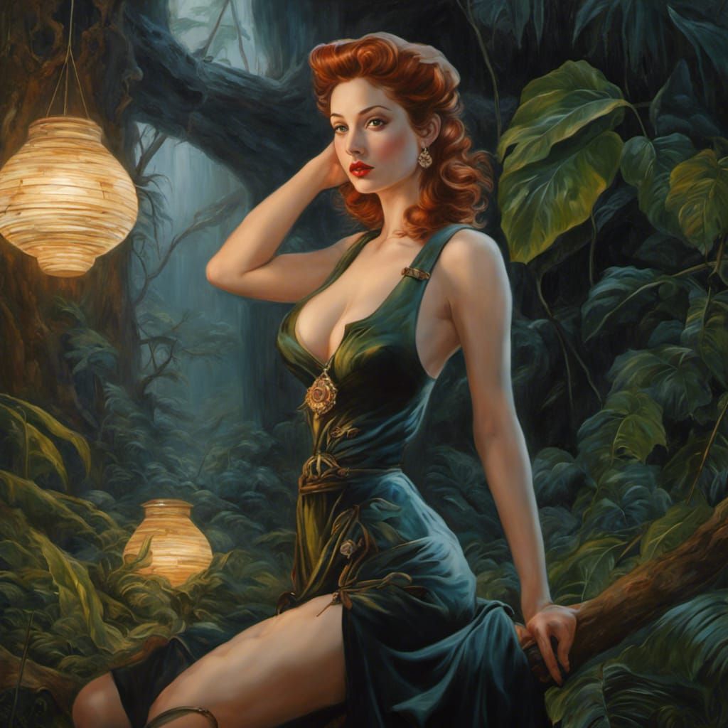 Vintage pinup - Vintage Sci-Fi Pin-Up in Gloomy Solarpunk St...