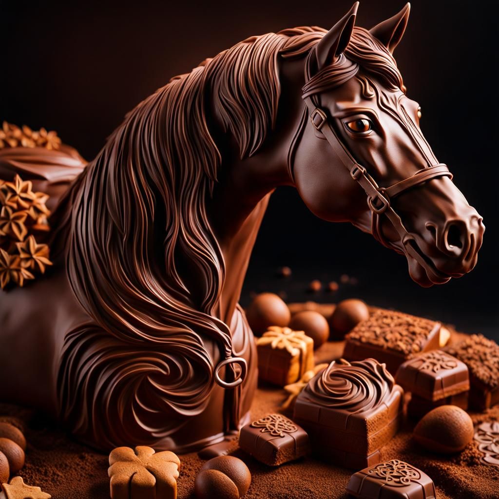 Horse made of chocolate - AI Generated Artwork - NightCafe Creator