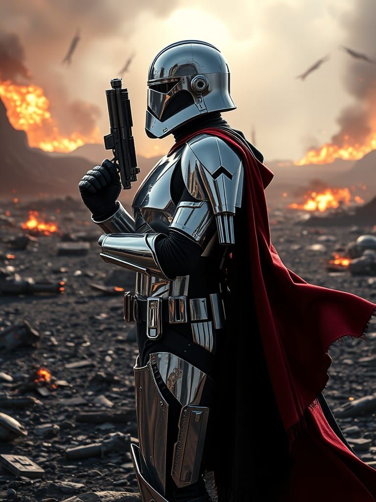 side view from top to bottom, Captain Phasma, First Order commander ...