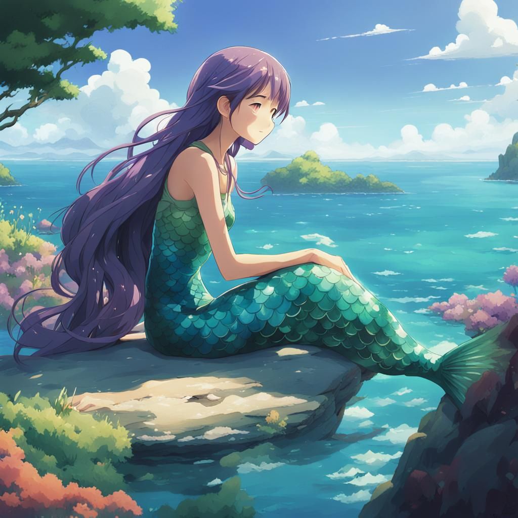 Beautiful anime mermaid - AI Generated Artwork - NightCafe Creator