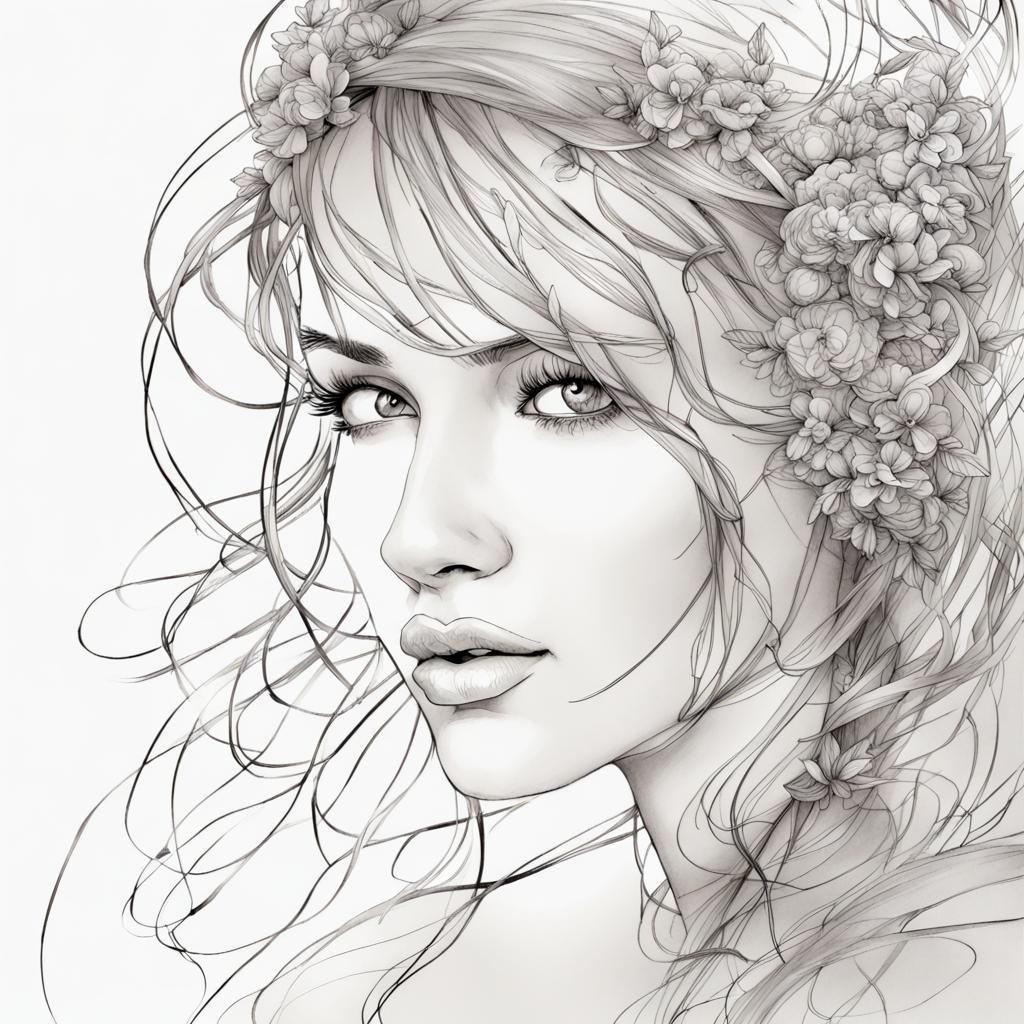 Line Art: Portrait - AI Generated Artwork - NightCafe Creator