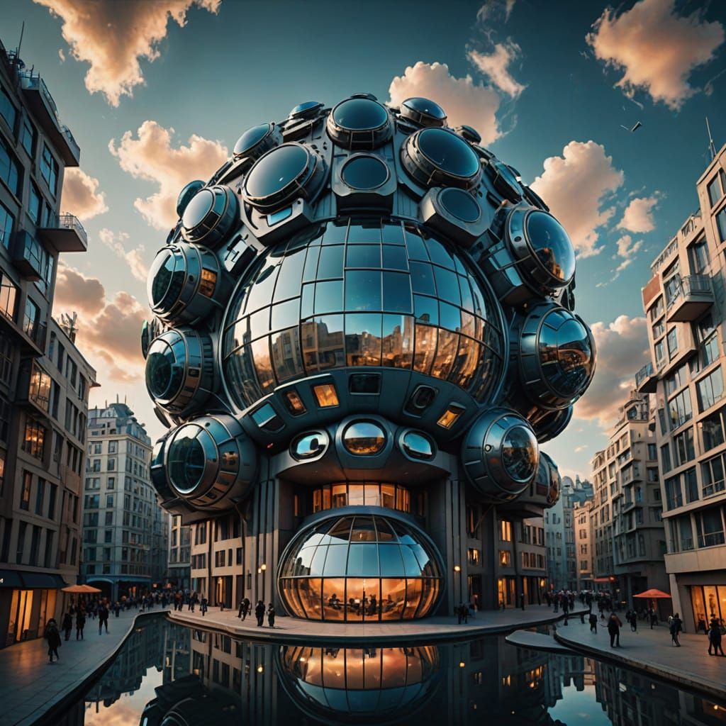 Occipital Lobe Brain City Complex - Surrealist Brain City Co...