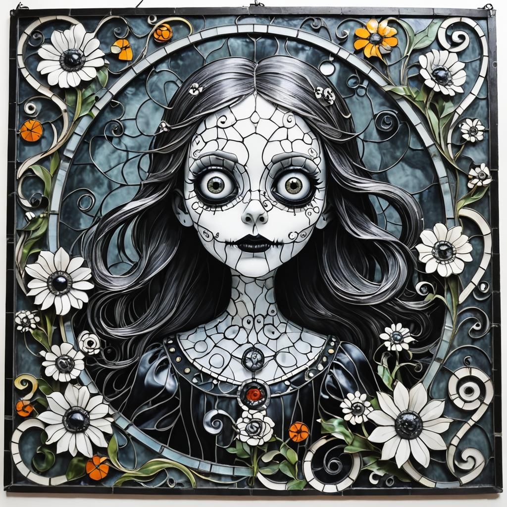 (wintry poltergeist, brushed charcoal, hyperdetailed,👻🕯flowers, swirls ...