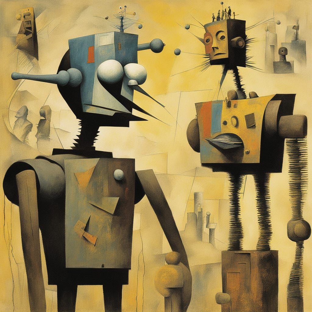 Chimeric Robot Nightmares in Abstract Cubism - AI Art